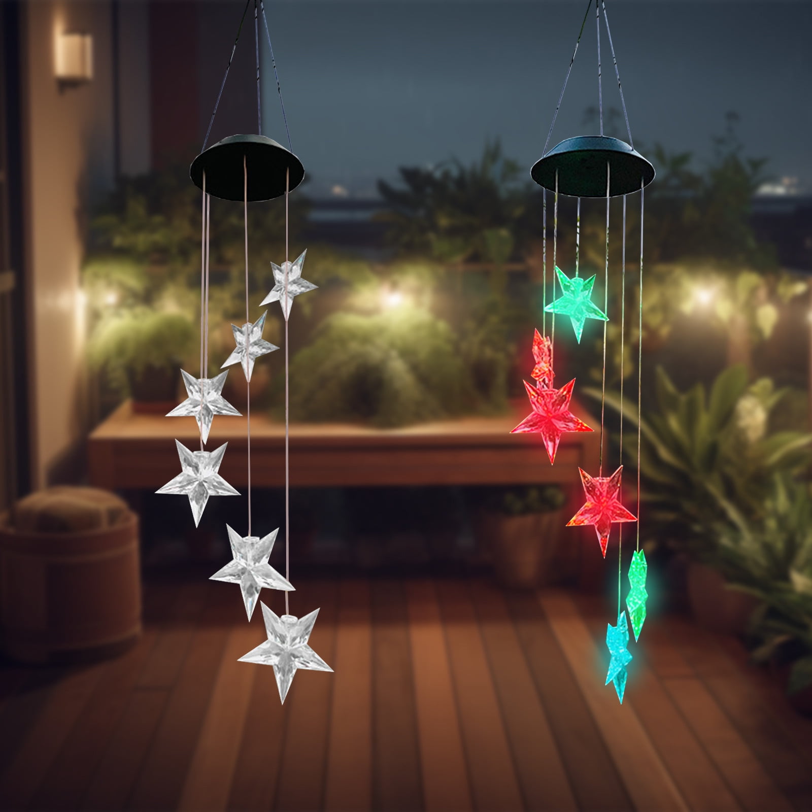 Aursykel Solar Powered LED Wind Chime Lights for Outdoor Garden Decor ...
