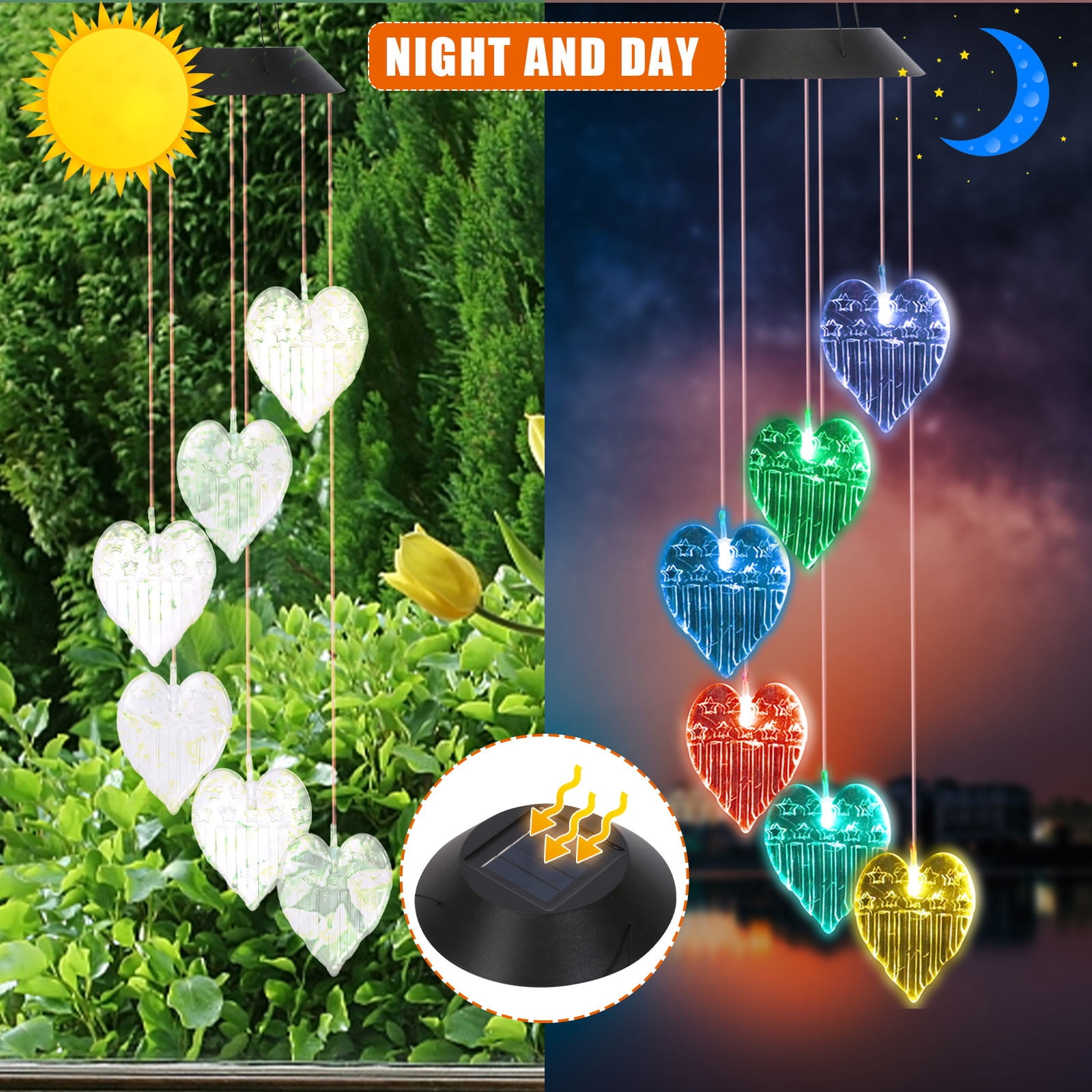 Aursykel Solar Powered Wind Chimes Outdoor Waterproof Color Changing ...