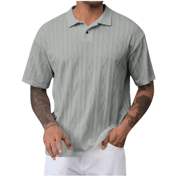 Aursykel Summer Mens Collared Shirt Casual Stylish Button Clothes Solid ...