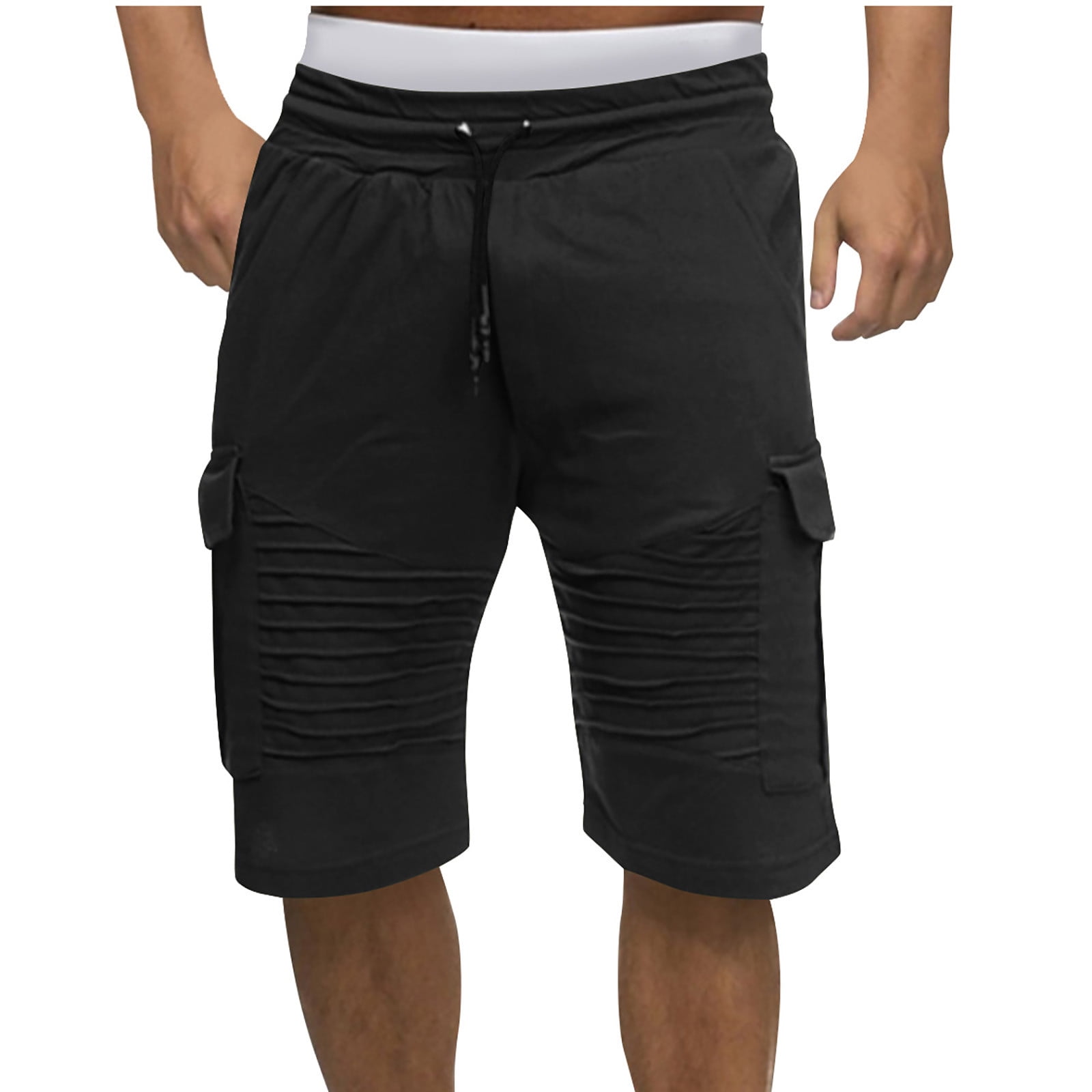 Aursykel Summer Sports Mens Casual Cargo Short Pants with Elastic ...