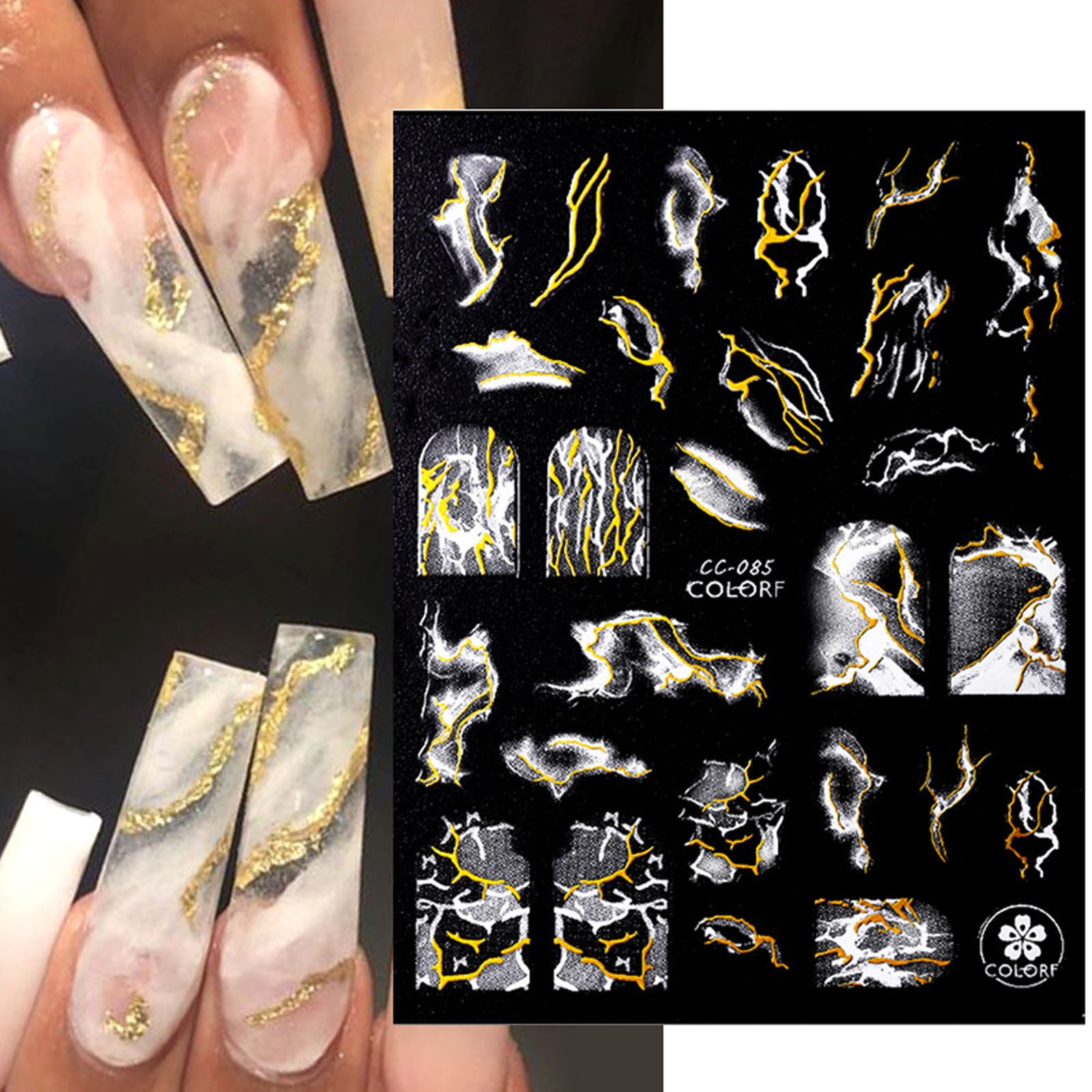 Aursykel Texture Streamer Nail Art Sticker Watermark Decoration Easy to ...