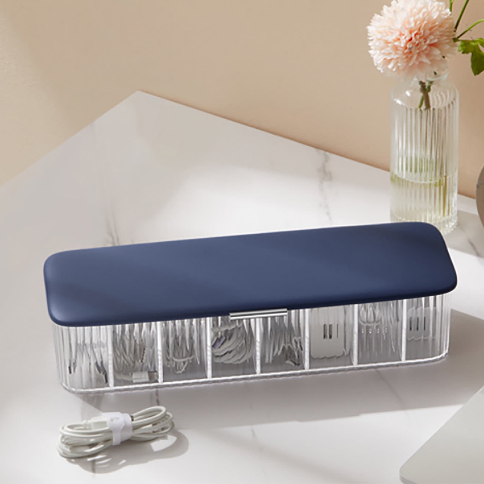 Aursykel Transparent Plastic Charger Cord Organizer With Lid Data Cable ...