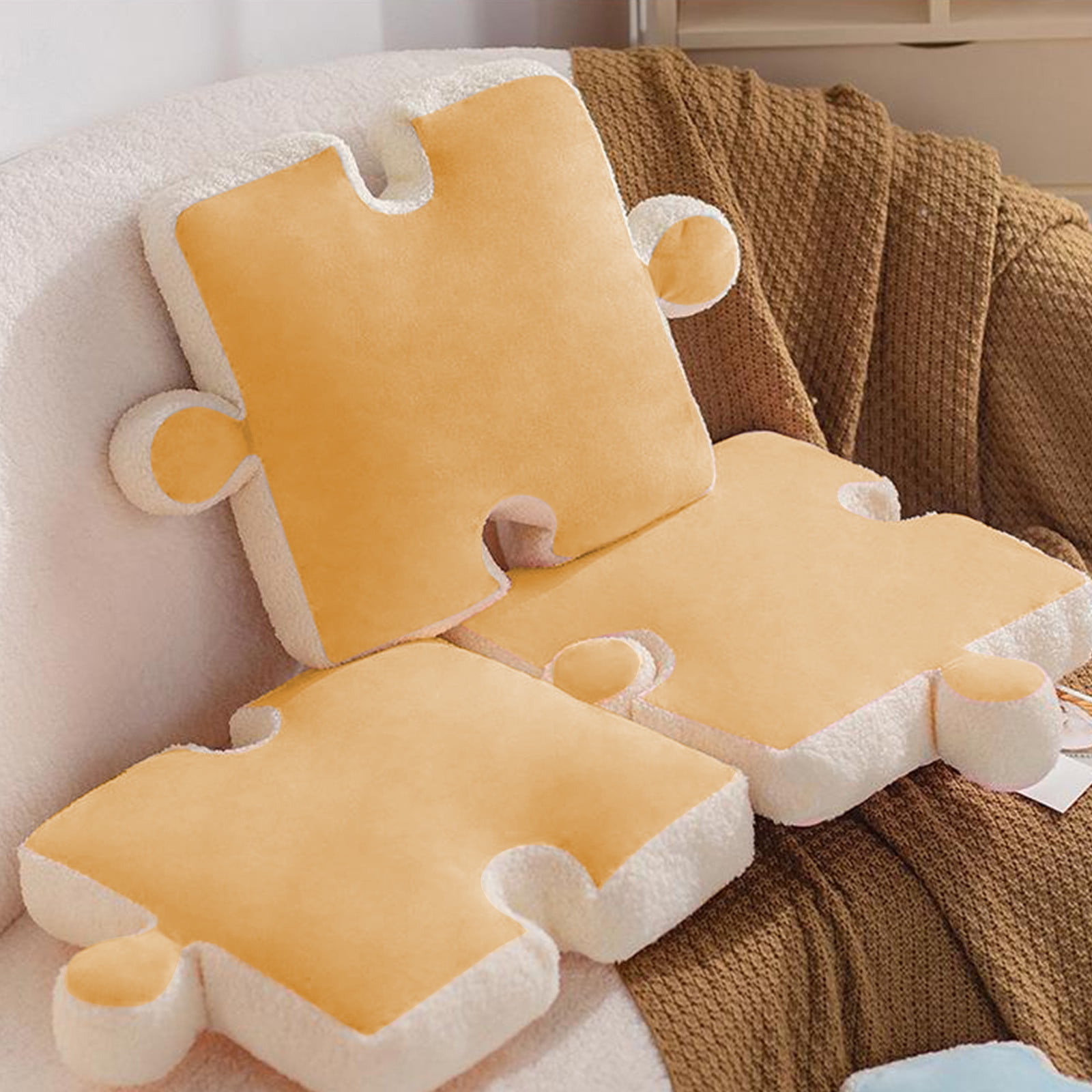 Aursykel Unique Puzzle Shape Cushions for Living Room Sofa Floor ...