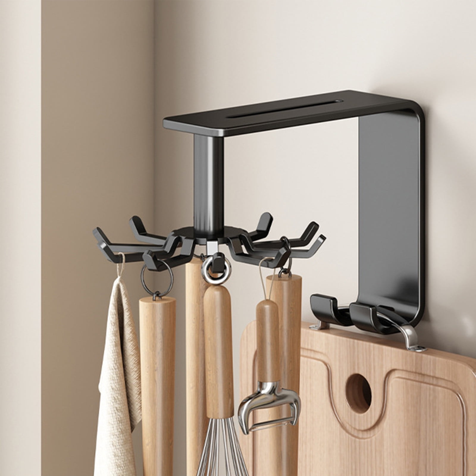 Aursykel Wall Mounted Kitchen Utensil Hanging Rack 360 Rotating ...