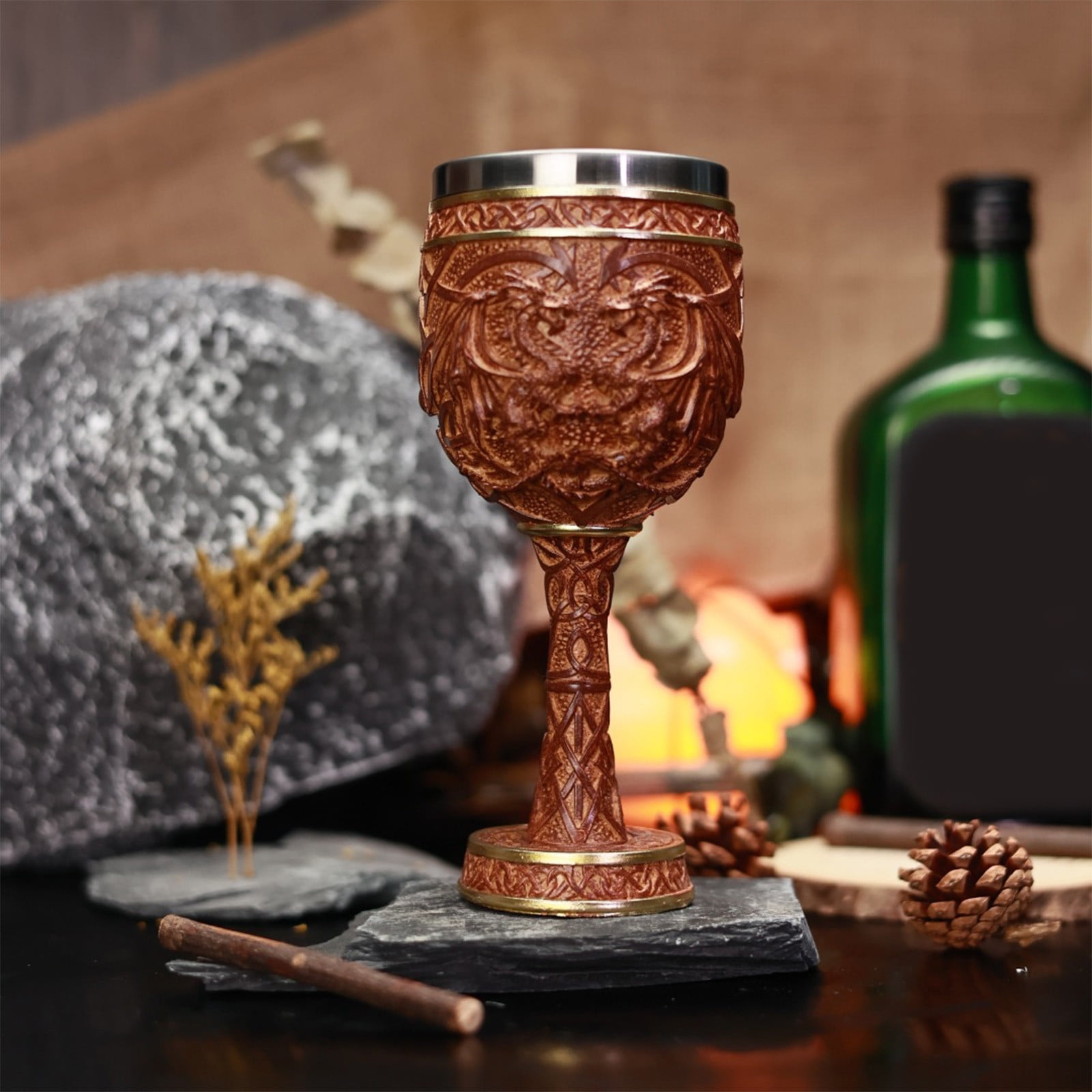 Aursykel Western Dragons Statue Goblet Stainless Steel Wine Glass ...