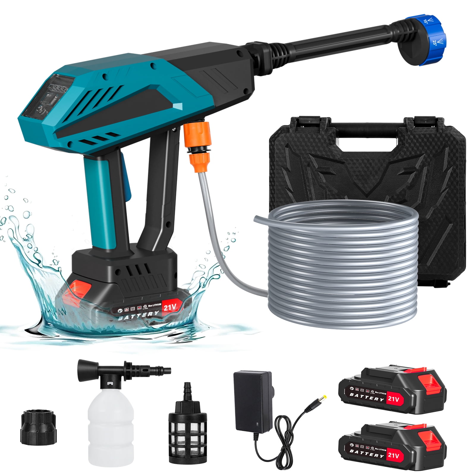 AurumEdge 21V Portable Cordless Electric High Pressure Water, 600 PSI ...