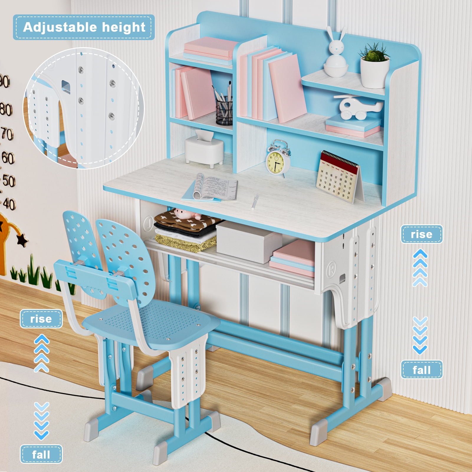 AurumEdge Read Table And Chair For Student | Height Adjustable Kids ...