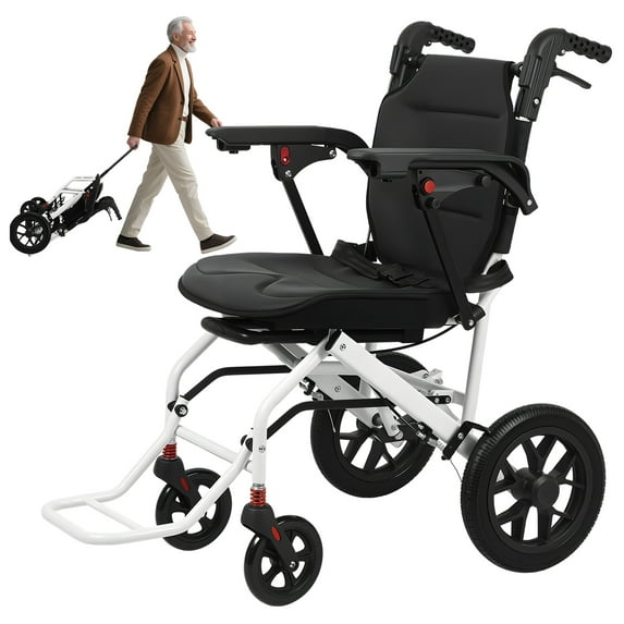 AurumEdge Transport Wheelchair with Telescopic Handle,Ultra Light ...