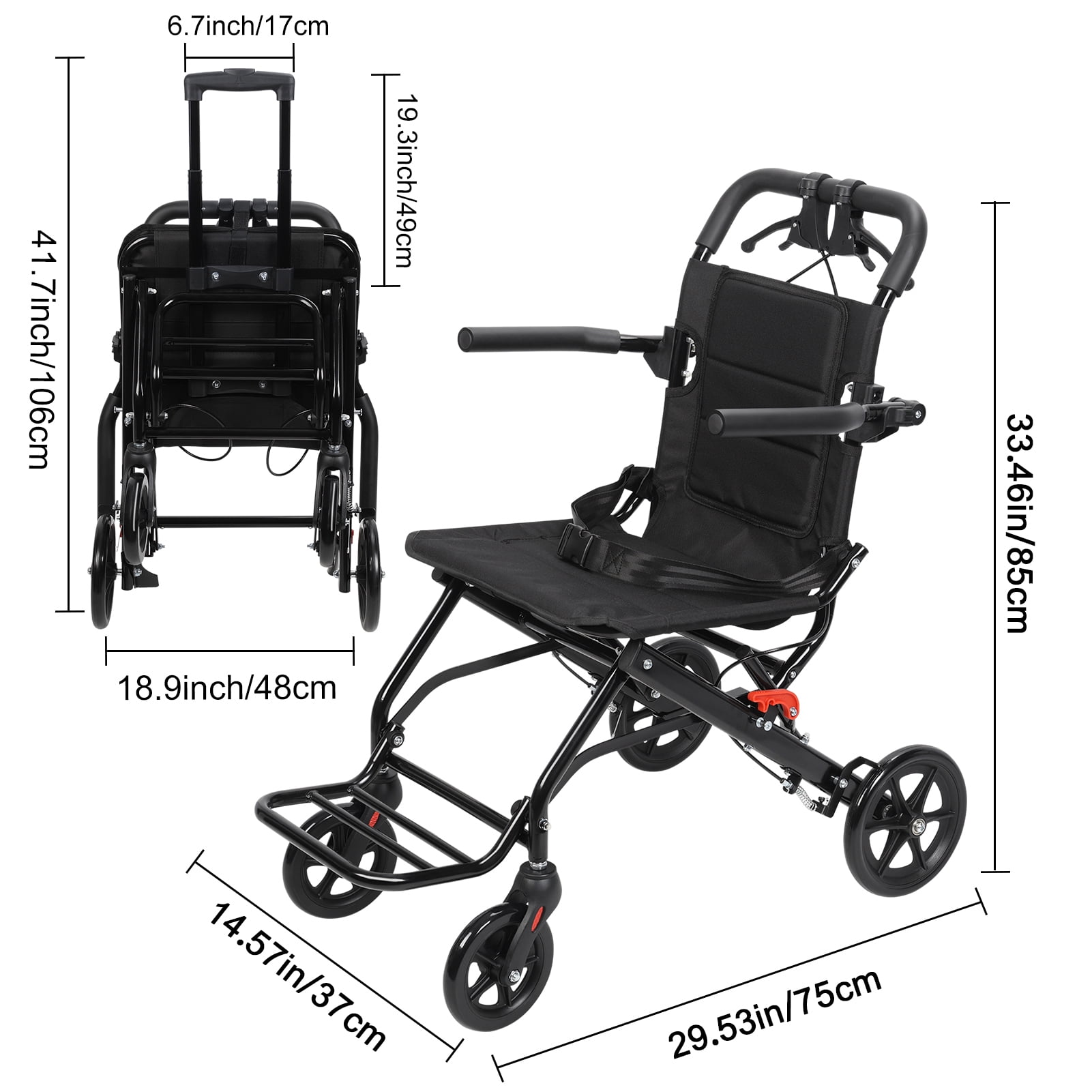 AurumEdge Transport Wheelchairs Easy Folding Lightweight, Travel ...