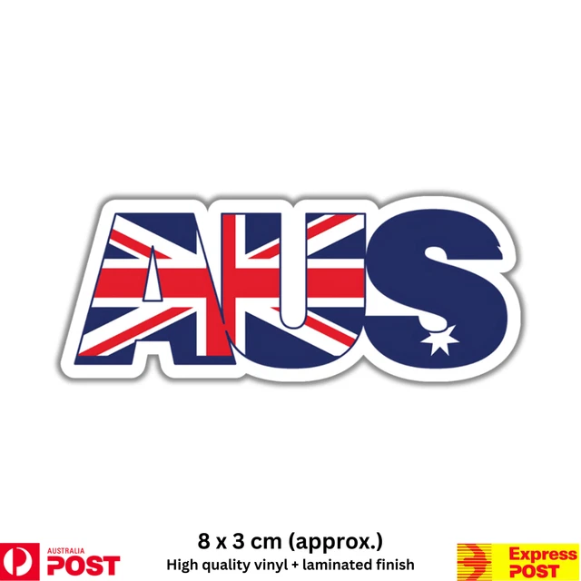 Aus Australian Flag Text Aussie Laptop Sticker Phone Decal Water Bottle ...