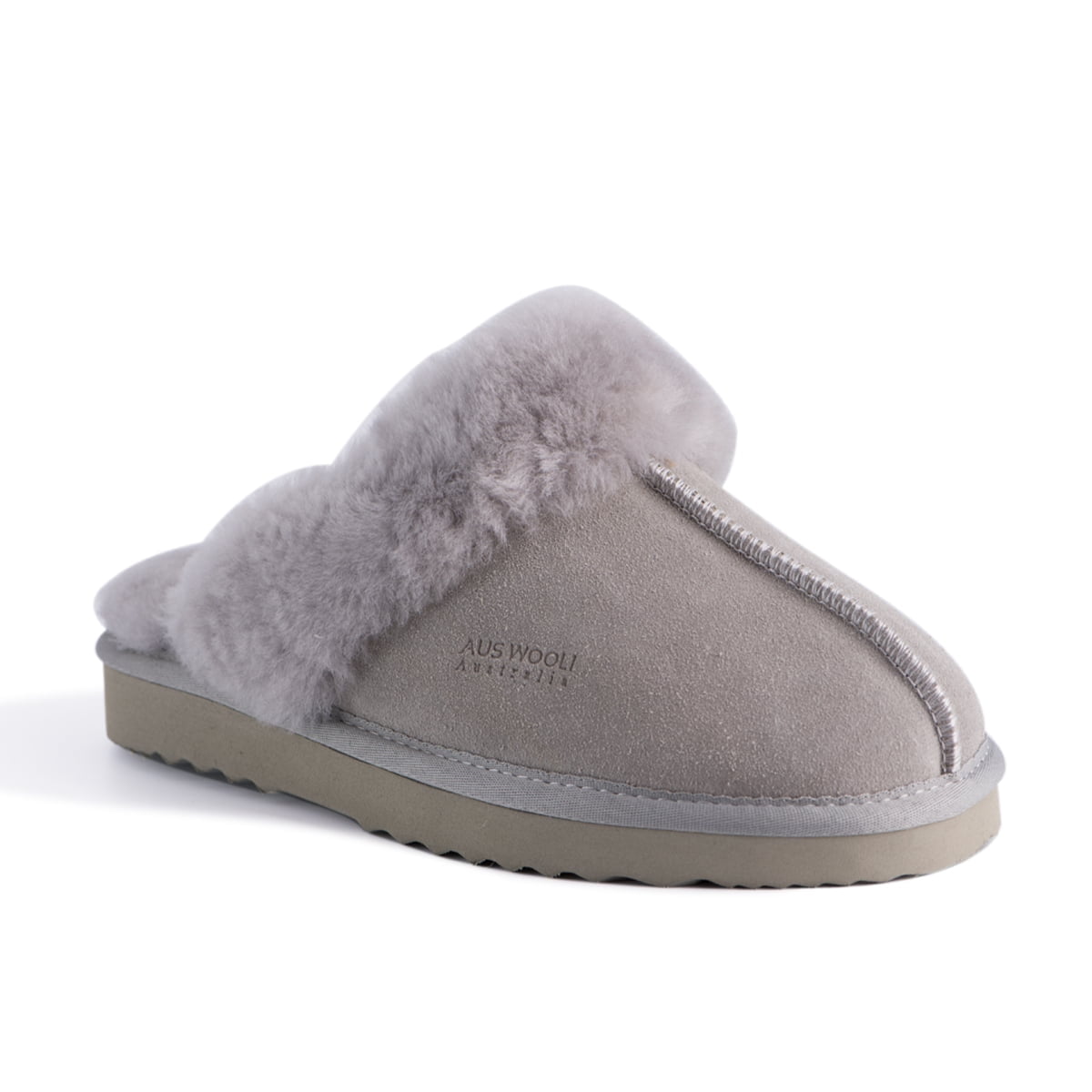 Aus Wooli Australia Unisex Sheepskin Wool Sydney Slippers - Light Grey ...
