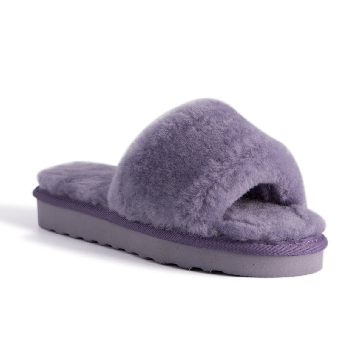 Aus Wooli Australia Womens Sheepskin Fluff Slide Slippers - Lilac ...