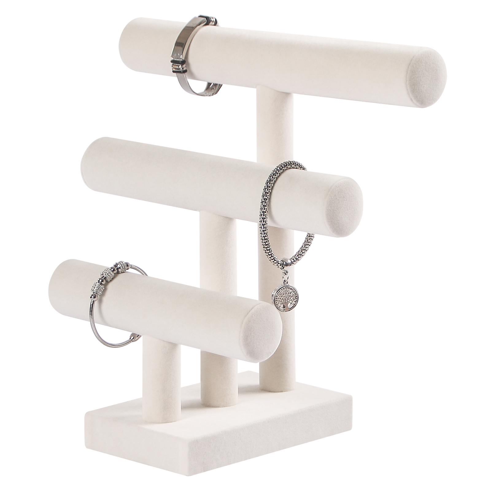 Plixio Bracelet Holder and Jewelry Stand-- Velvet Three Tier Display ...