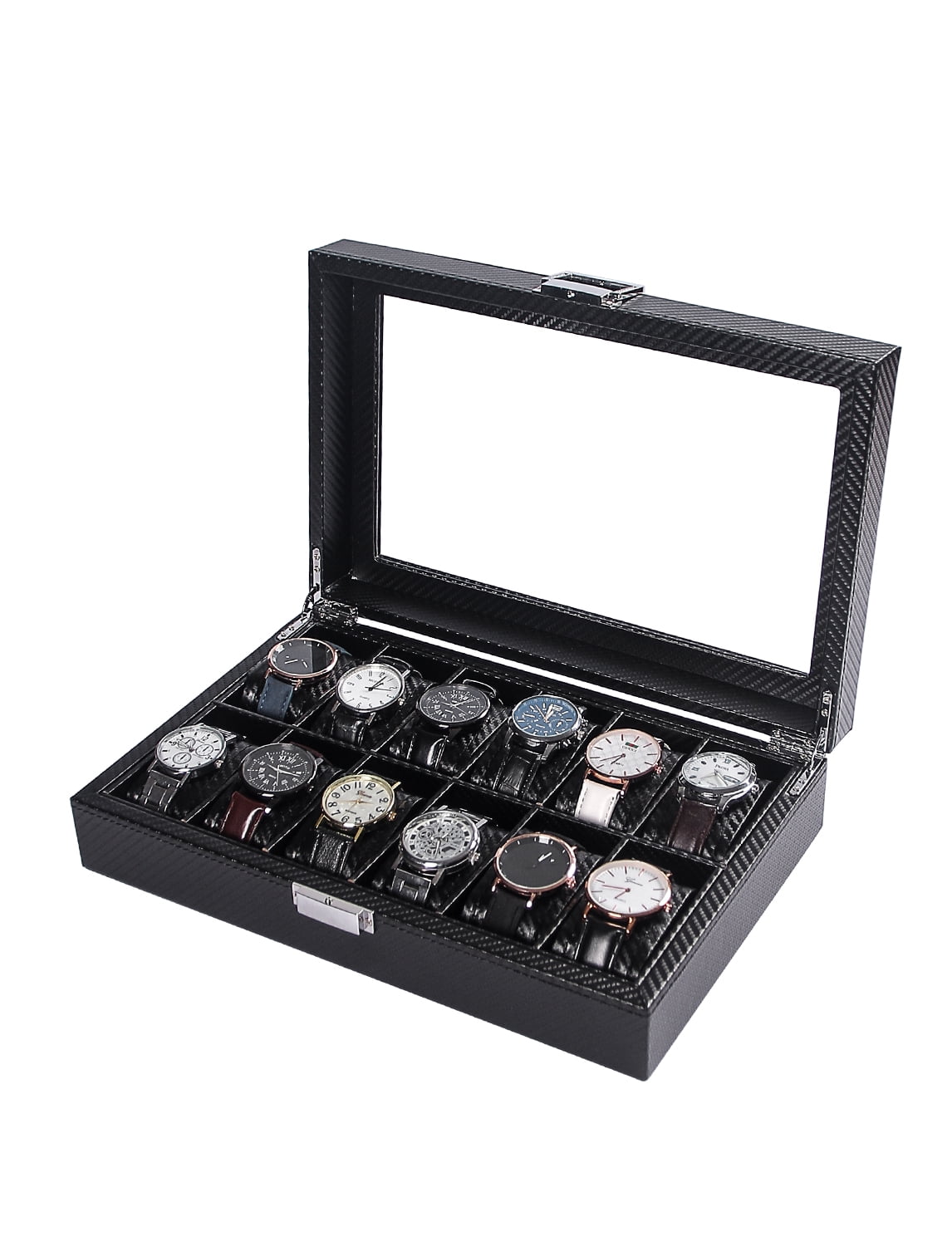 Ausalivan Leather Watch Box Organizer, 12 Single Slots Watch Case ...
