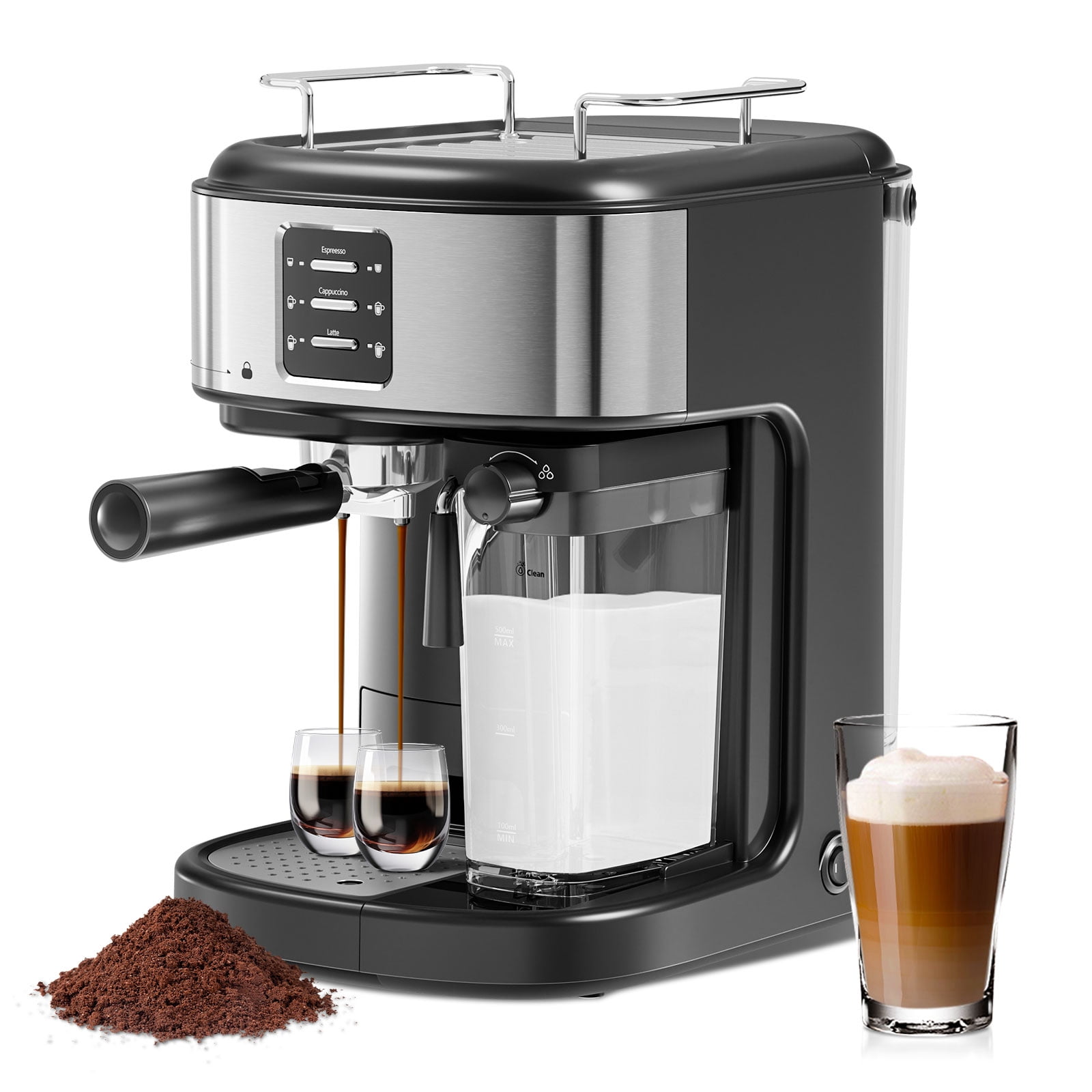 Auseo 20 Bar Espresso Coffee Maker, Espresso Machines with Milk Frother ...