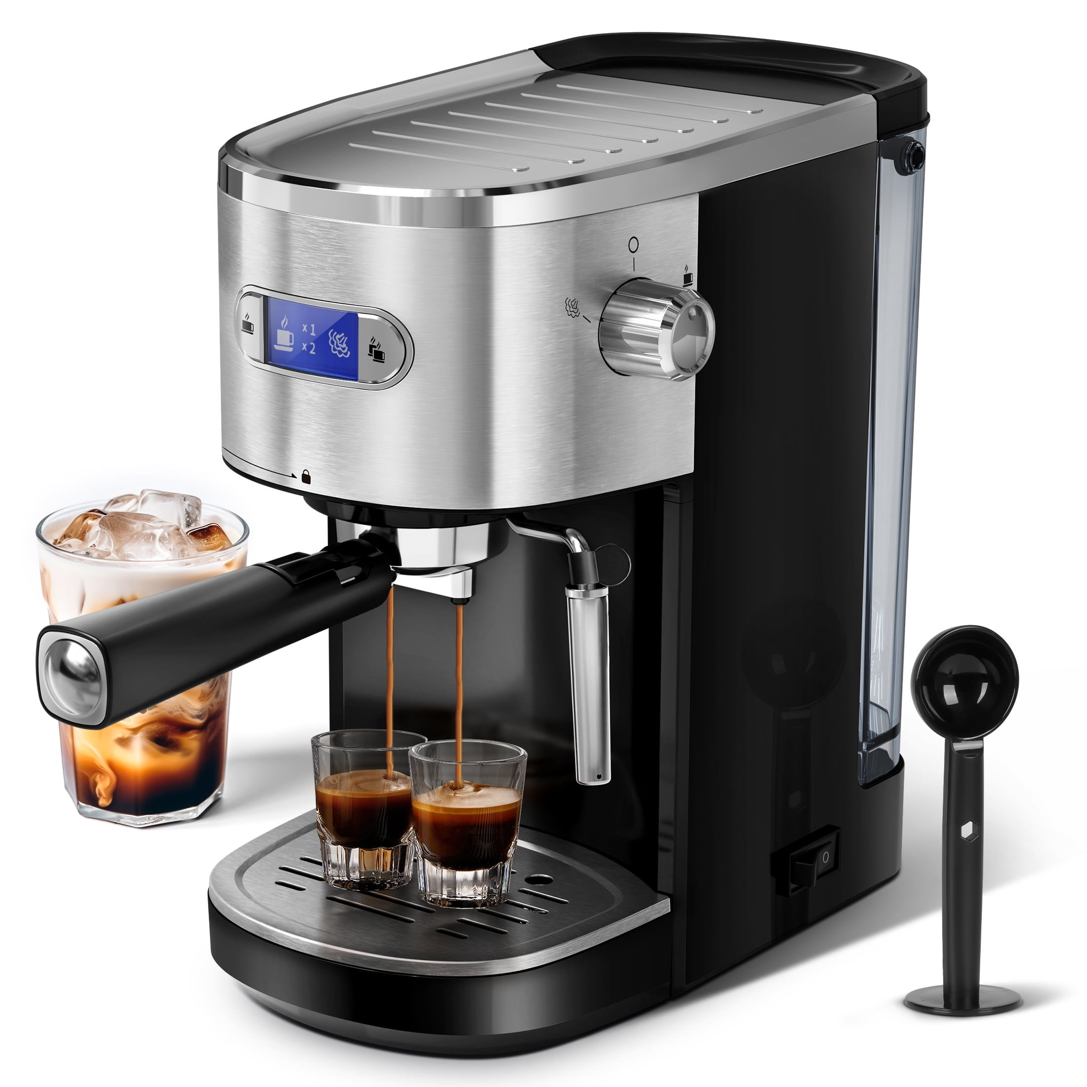 Auseo 20 Bar Coffee Machine Brewer, Semi-Automatic with Steam Milk ...