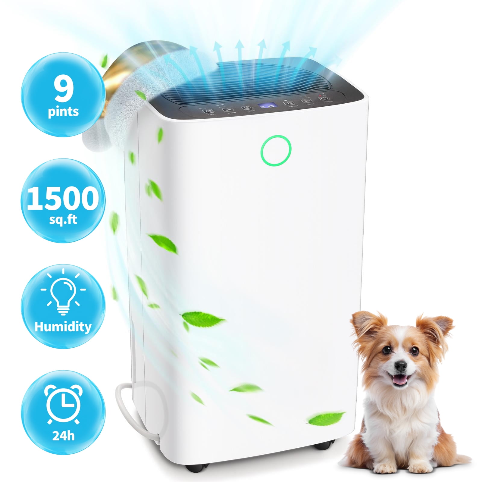 KISSAIR 9 Pints(DOE) Dehumidifier, Max 1500 Sq. Ft Coverage Area with 0 ...