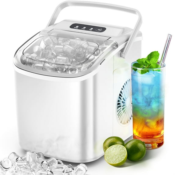 Auseo 26 lbs/24H Countertop Ice Maker Machine, 9 Bullet-Shaped Ice in 6 ...
