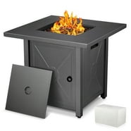 COSIEST Outdoor Propane Fire Pit Coffee Table with Bronze Round Base ...