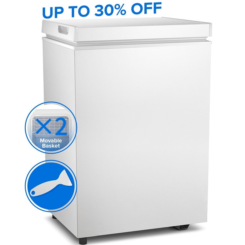 Auseo 3.5 Cubic Feet Chest Freezer Free Standing Top open Door Compact ...