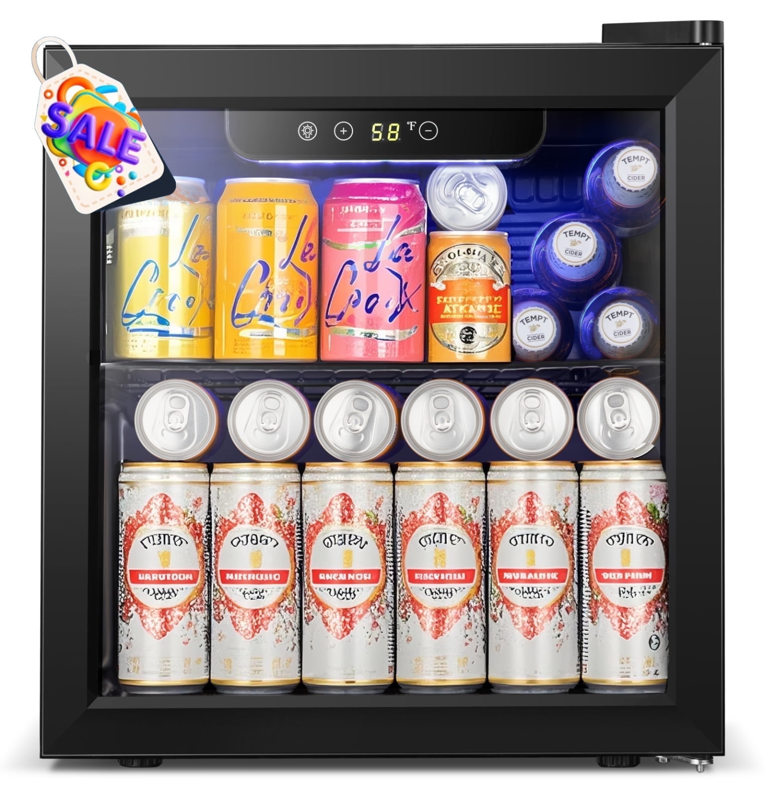 Auseo 4.4 Cu.ft Beverage Cooler, 37 Bottles Mini Fridge for Soda/Beer ...