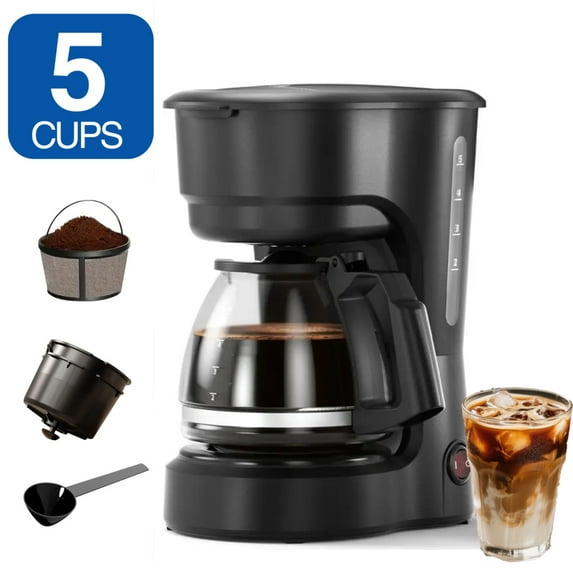 Auseo 5-Cup Fast Brew Drip Coffee Maker –Quick Heat, Anti-Drip ...