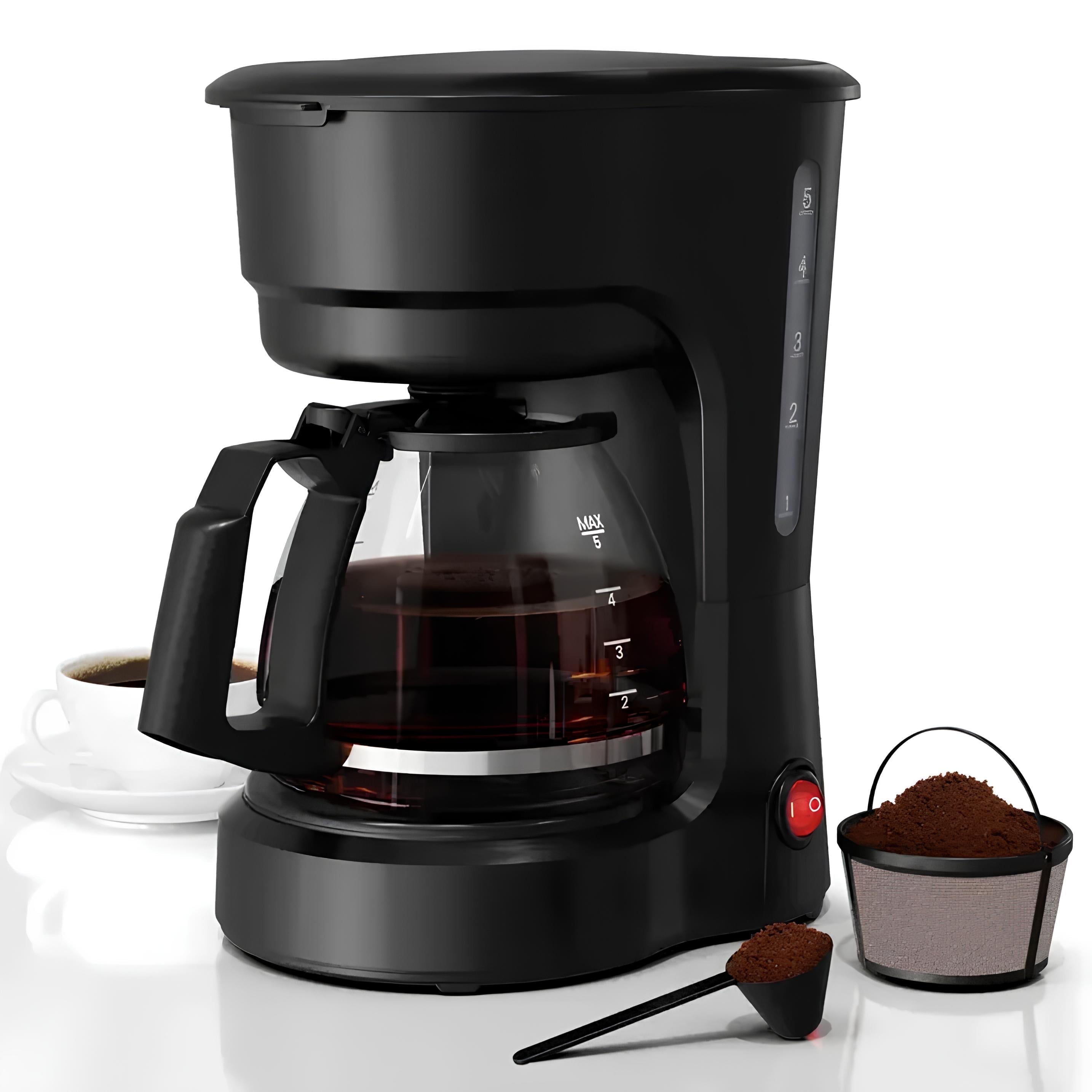 Auseo 5-Cup Fast Brew Drip Coffee Maker –Quick Heat, Anti-Drip ...
