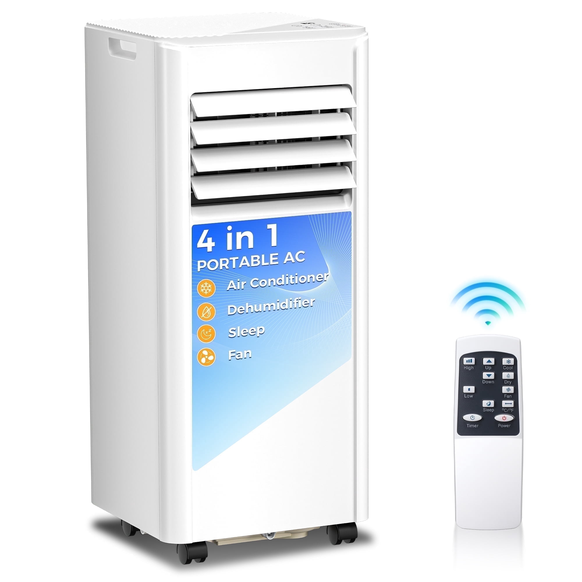 KissAir 8000 BTU Portable Air Conditioner, Dehumidifier, Fan, 4 in 1 AC ...