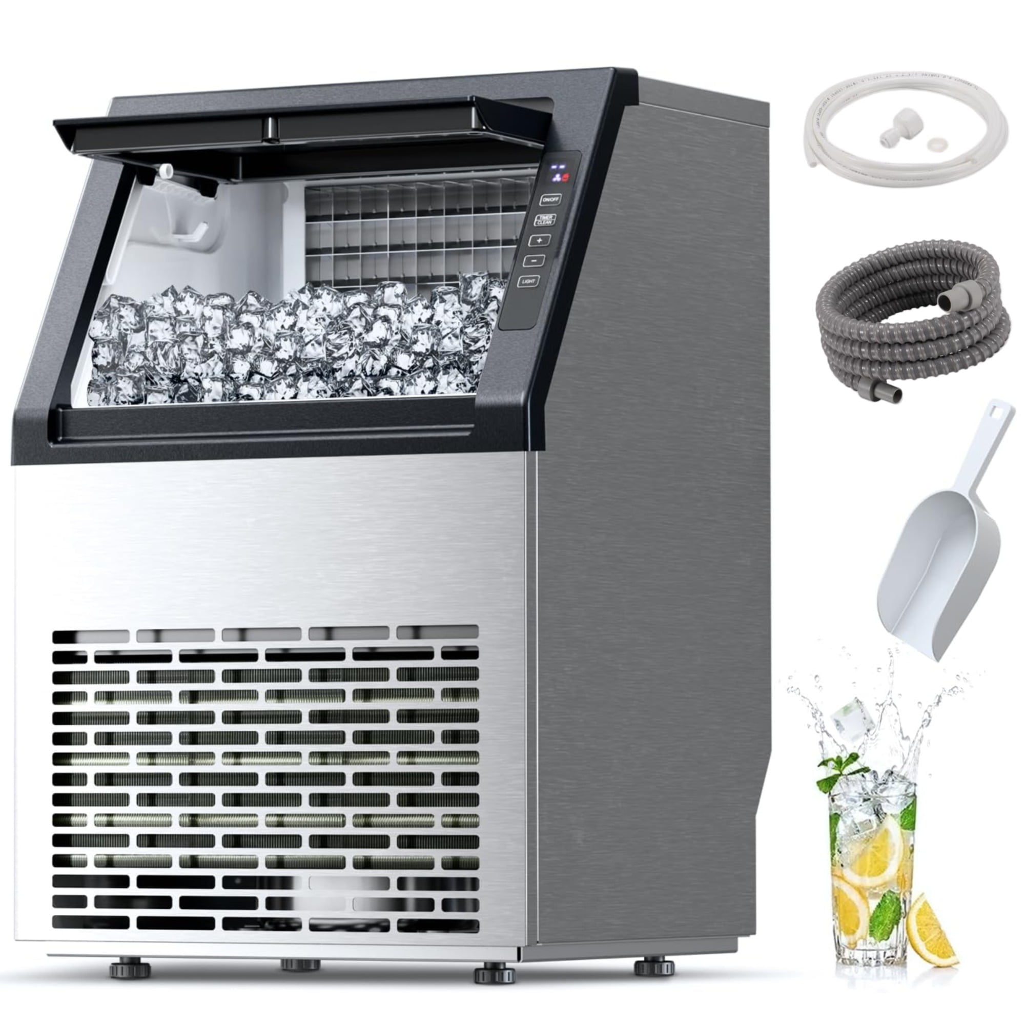 Auseo 80Lbs/24H Commercial Ice Maker Machine With 22Lbs Ice Storage ...
