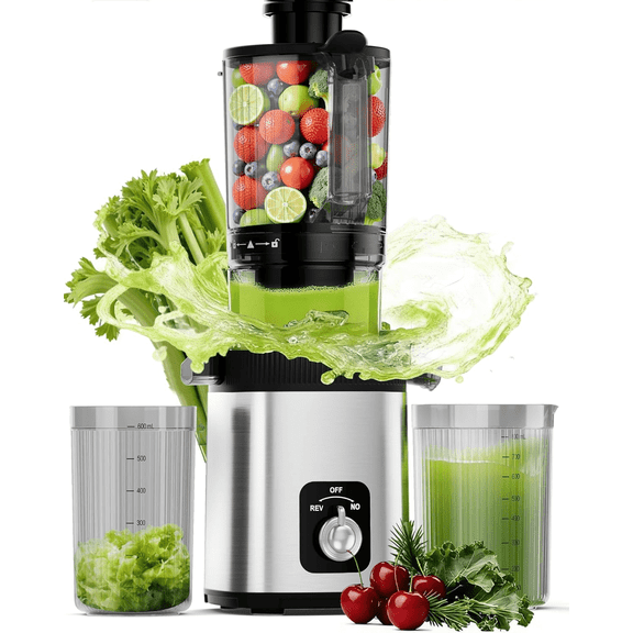 Cold Press Juicer, 6.5" Wide Feed Chute Juice Extractor Machine with ...