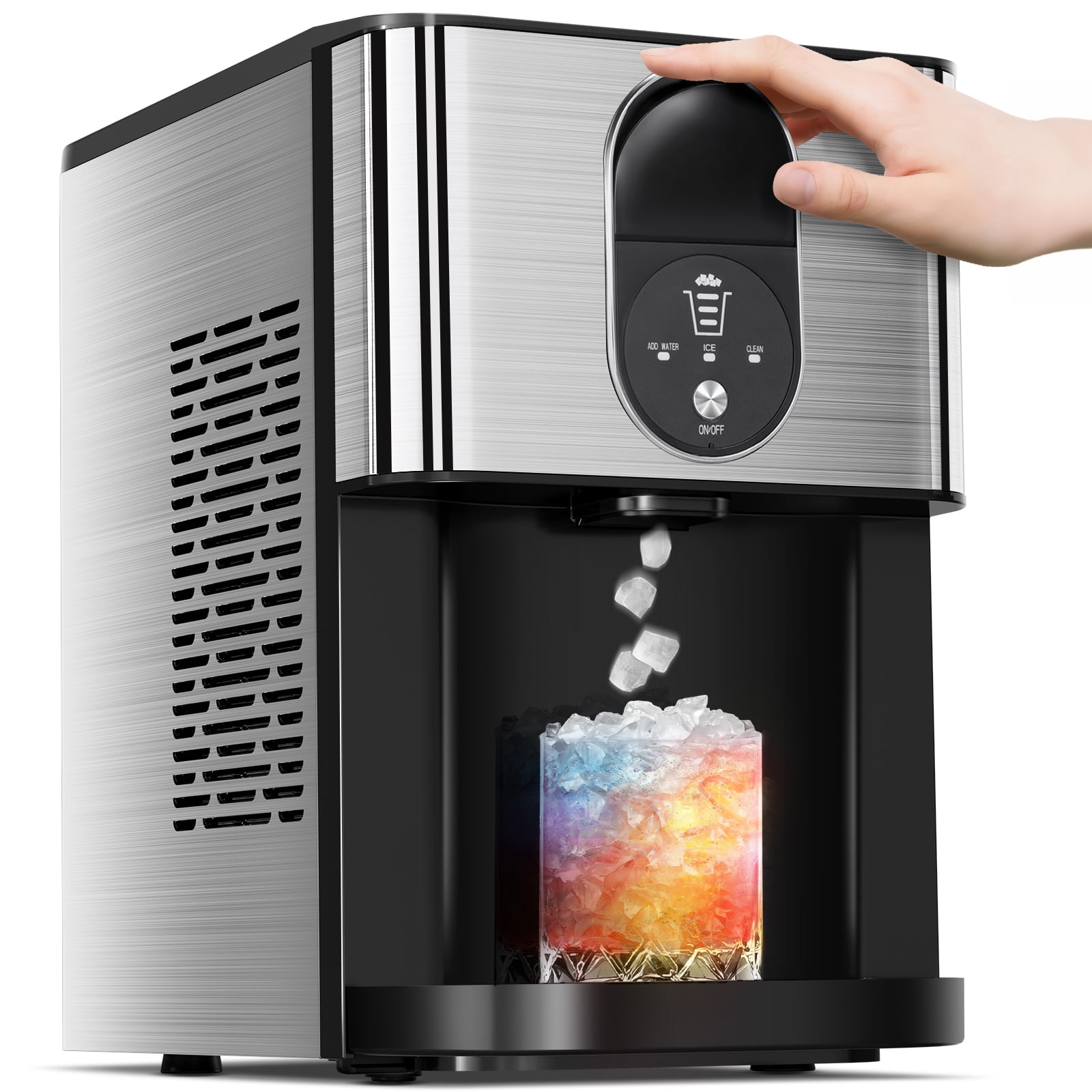 Auseo Ice Maker with Soft Chewable Ice,44lbs /24H, Self-Cleaning ...