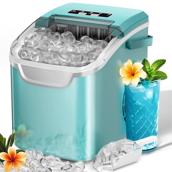 Auseo Countertop Ice Maker, 2 Sizes of Bullet Ice, 26Lbs/24H, 8 Ice ...