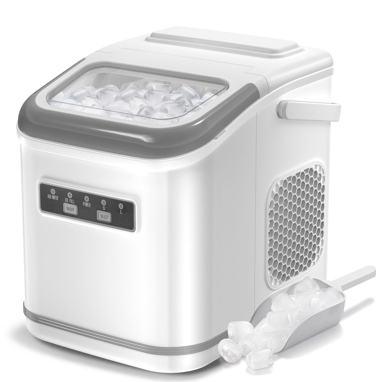 Auseo Countertop Ice Maker Machine with Handle, 26lbs in 24Hrs, 9 Ice ...