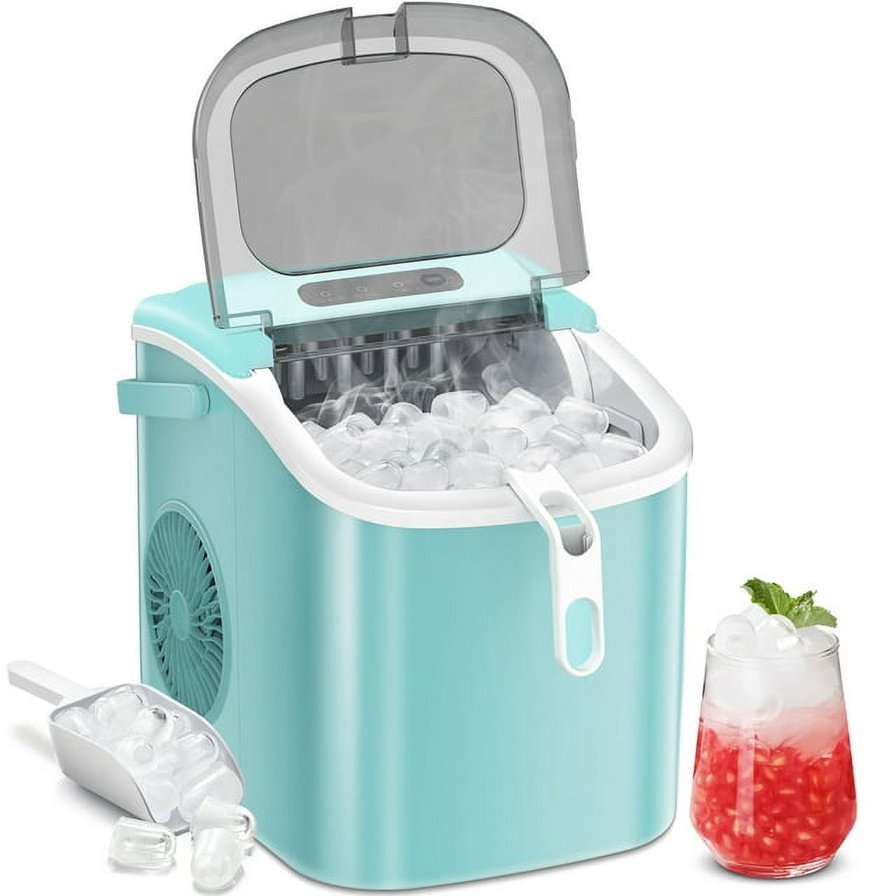 Auseo Countertop Ice Maker Machine, Portable Compact Ice Maker with Ice ...