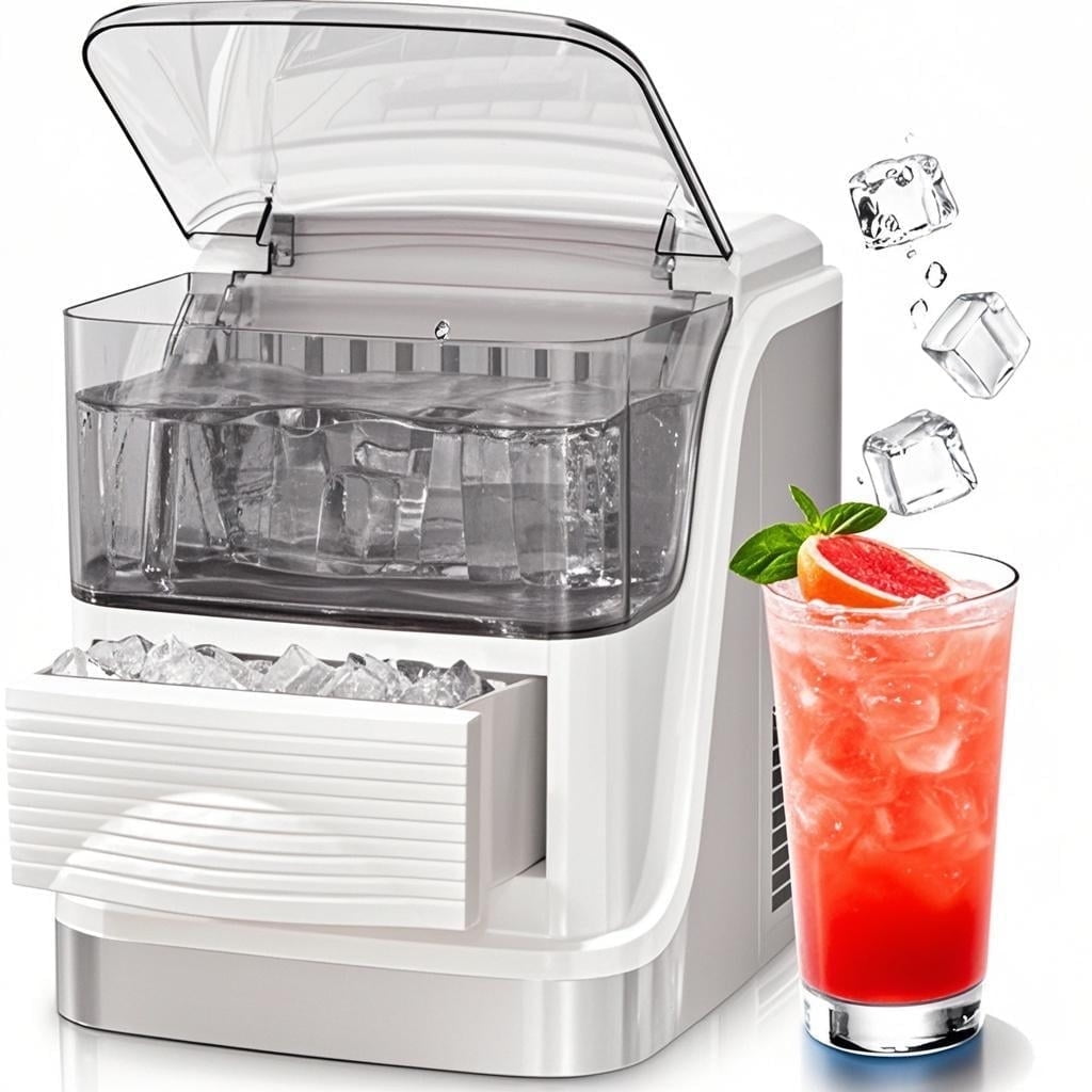 Auseo Cubic Ice Maker Machine, 2 Ice Size, 33 Lbs/Day, 24 Pcs Ice Cube ...