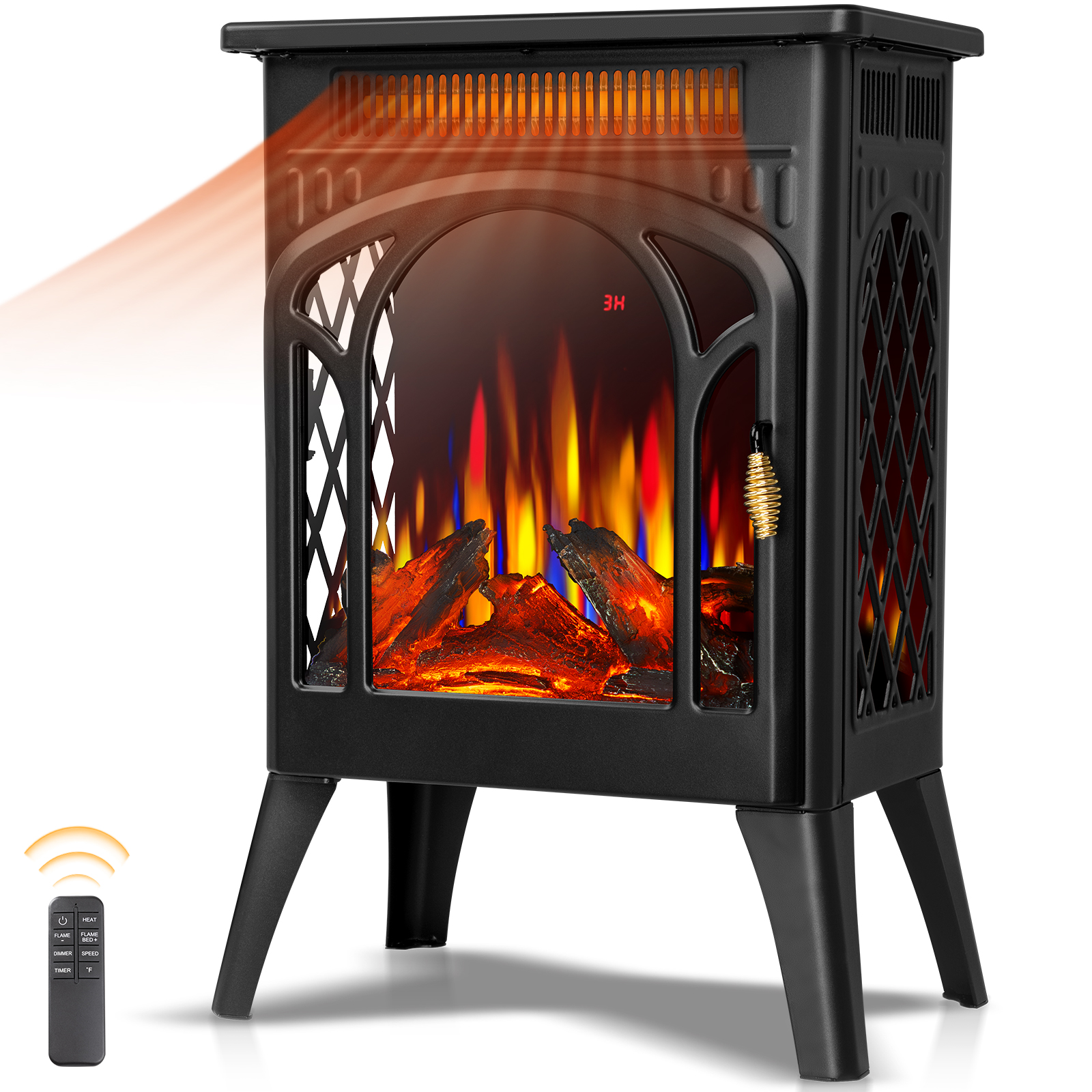 HomCom 16" 1500W Freestanding Indoor Electric Fireplace Heater ...