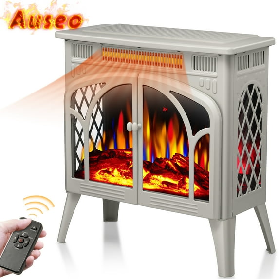 Auseo 25'' LED Electric Fireplace, 3D Realistic Flame, Remote Control ...
