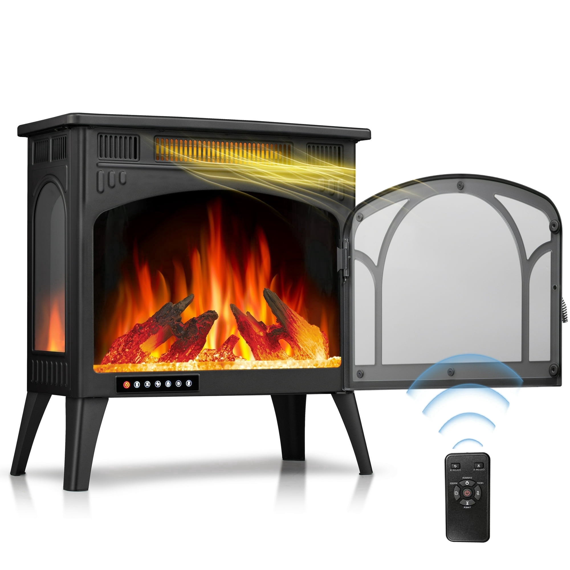 Auseo Electric Fireplace Heater 25’’ with 3D Realistic Flame Effect ...