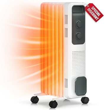 Costway 1500W Adjustable Oil Filled Portable Radiator Space Heater With ...