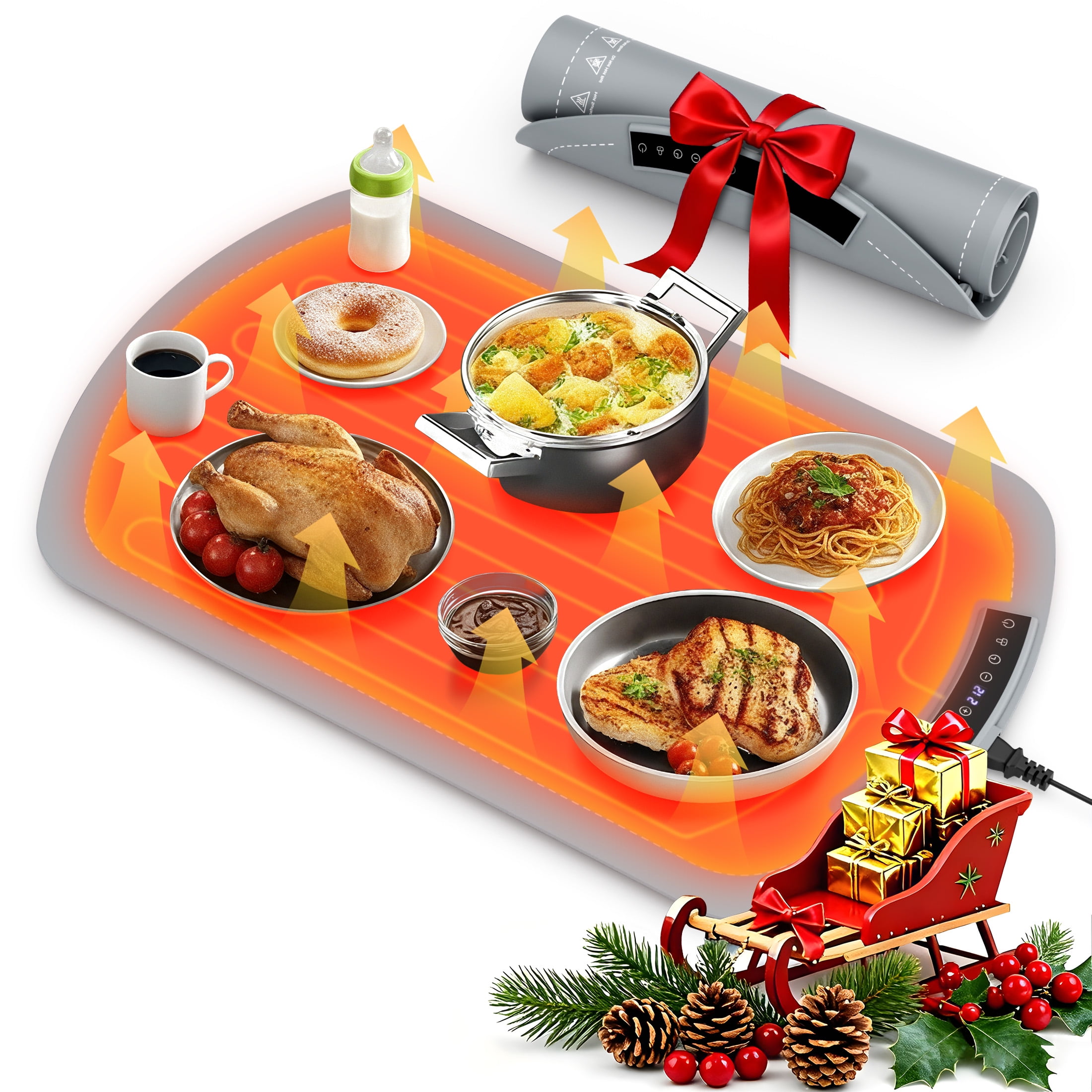 Auseo Electric Warming Tray - Full Surface Heating, 7 Temperature ...