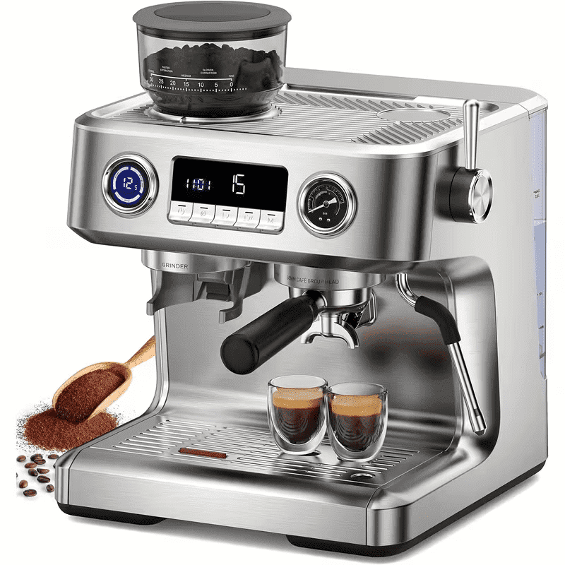Auseo Espresso Machine with Grinder, Dual Boiler 20 Bar Espresso ...