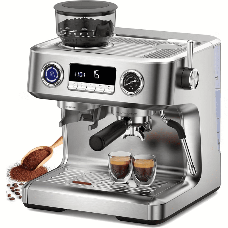 Auseo Espresso Machine with Grinder, Dual Boiler 20 Bar Espresso ...