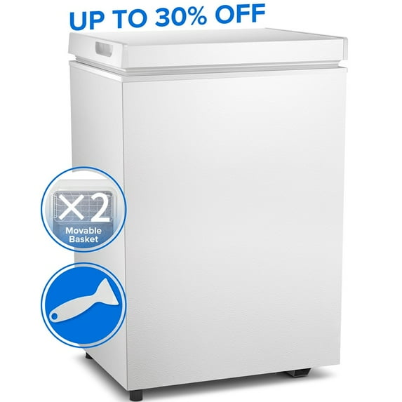 AUSEO Mini Freezer Chest 3.5 cu ft, White, 7 Gear Adjustable ...