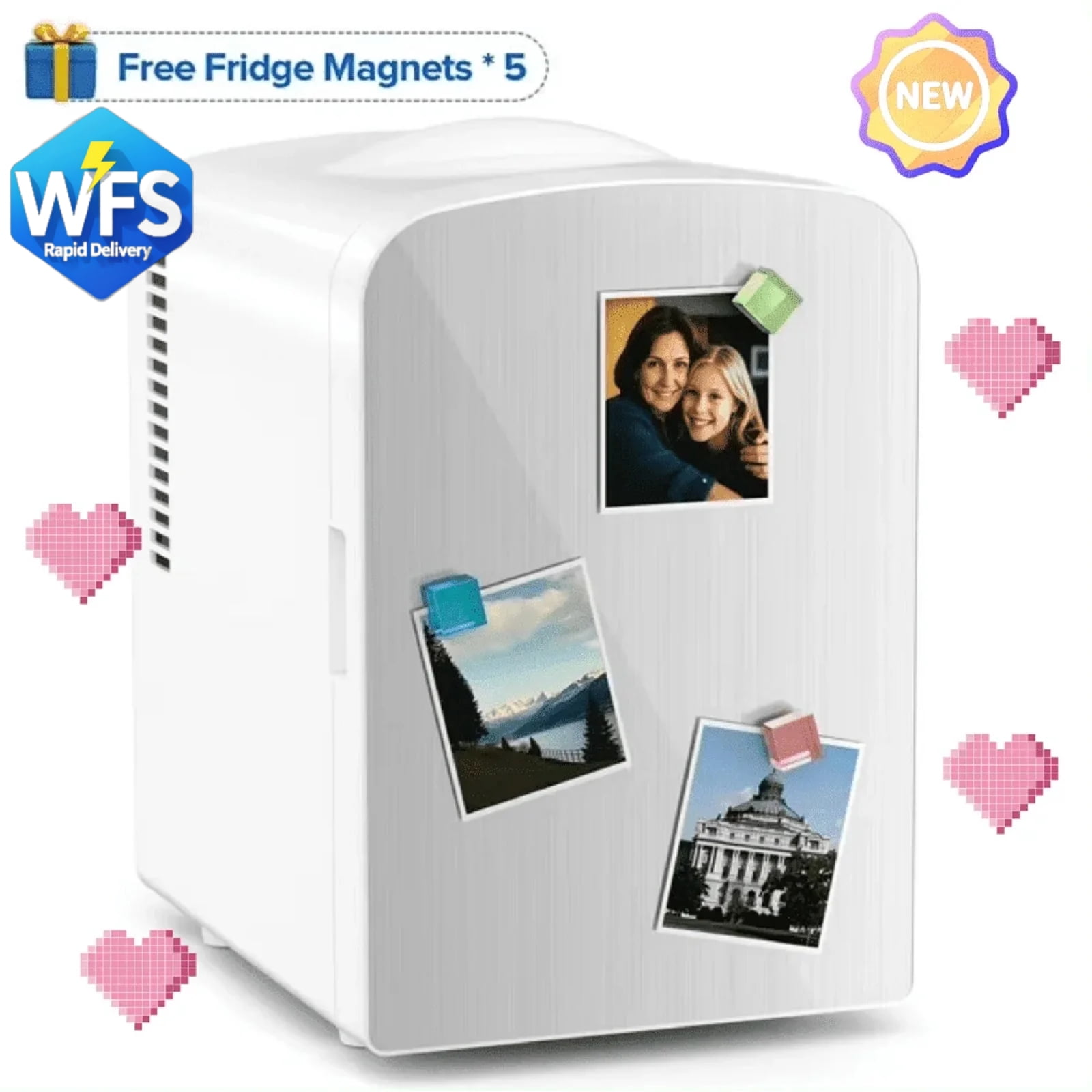 Auseo Mini Fridge Cooler Personal, Countertop, Holds up to 4L/6 Cans ...