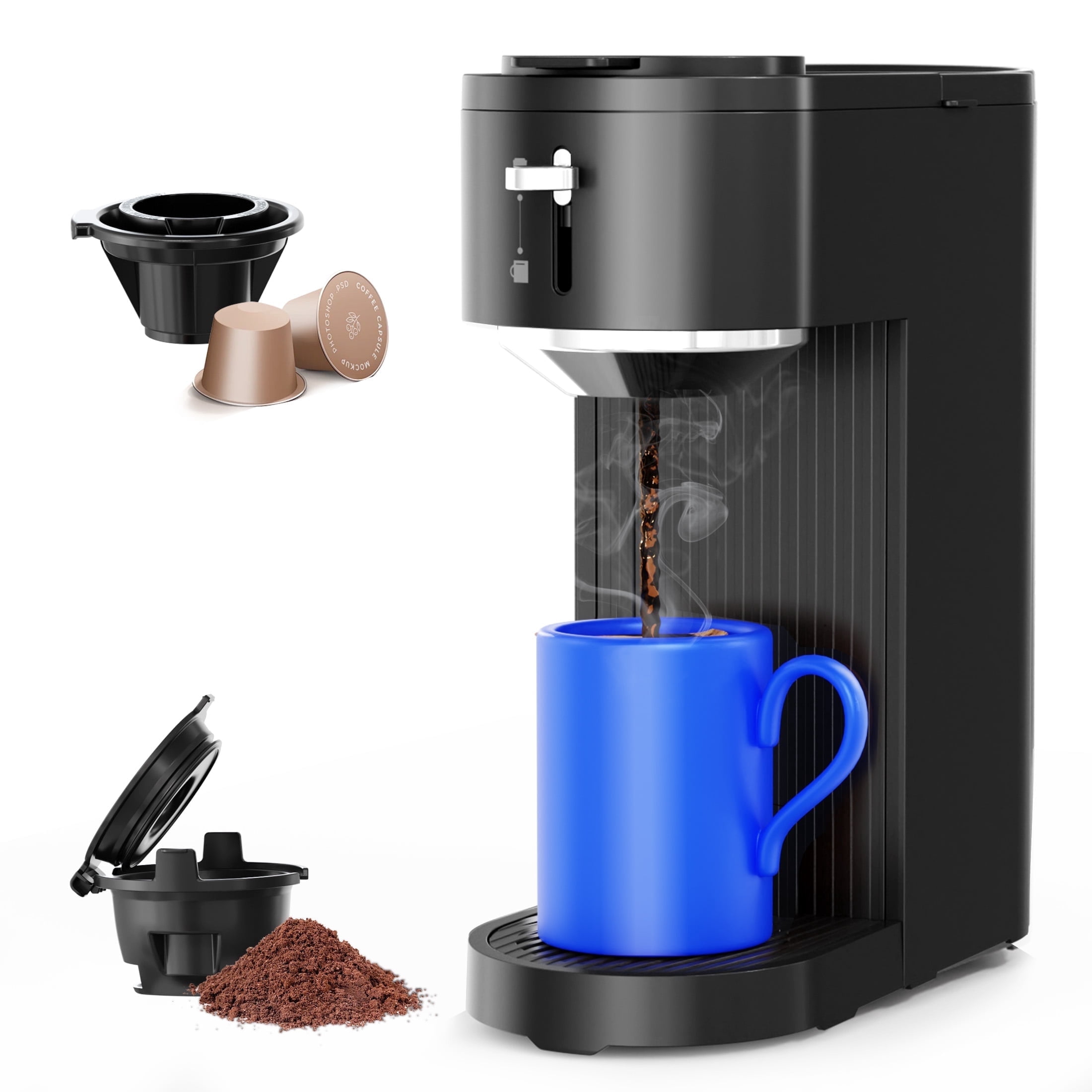 Auseo Single Serve Coffee Maker for K-Cup Capsules & Grounds, 5 Brew ...