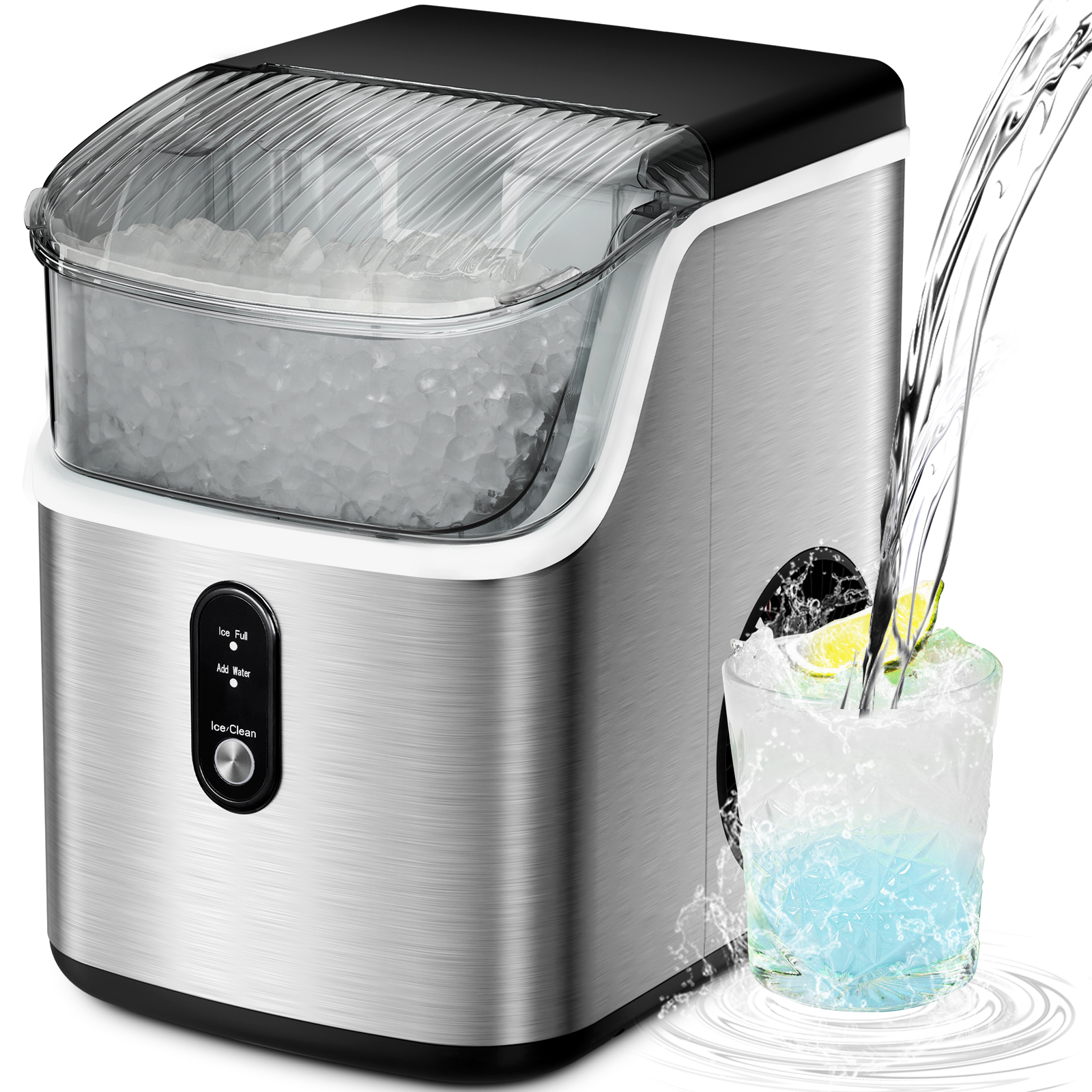 KISSAIR Portable Nugget Ice Maker Countertop, Self-Cleaning Function ...
