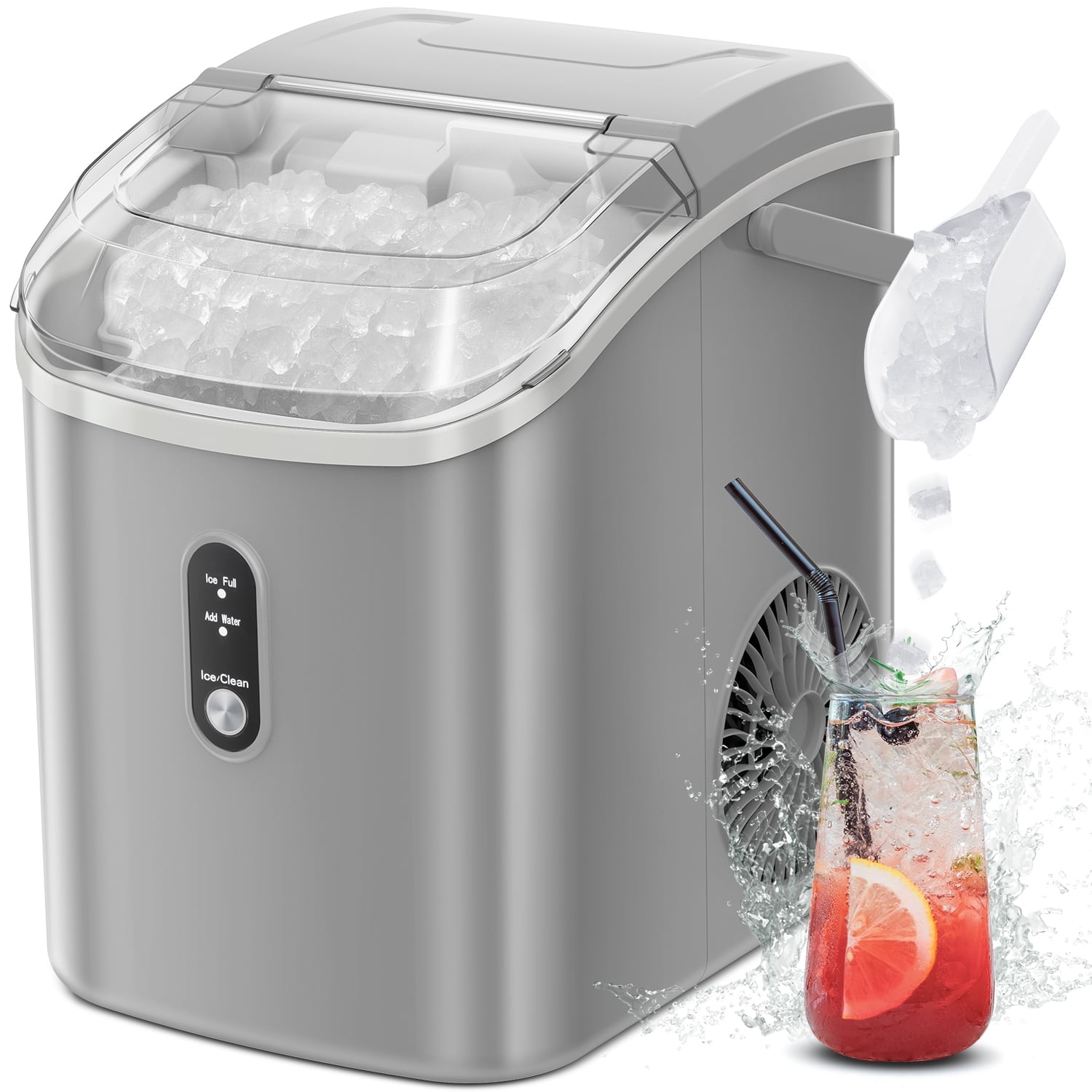 Auseo Portable Countertop Nugget Ice Maker, 34lbs/24H, Self-Cleaning ...