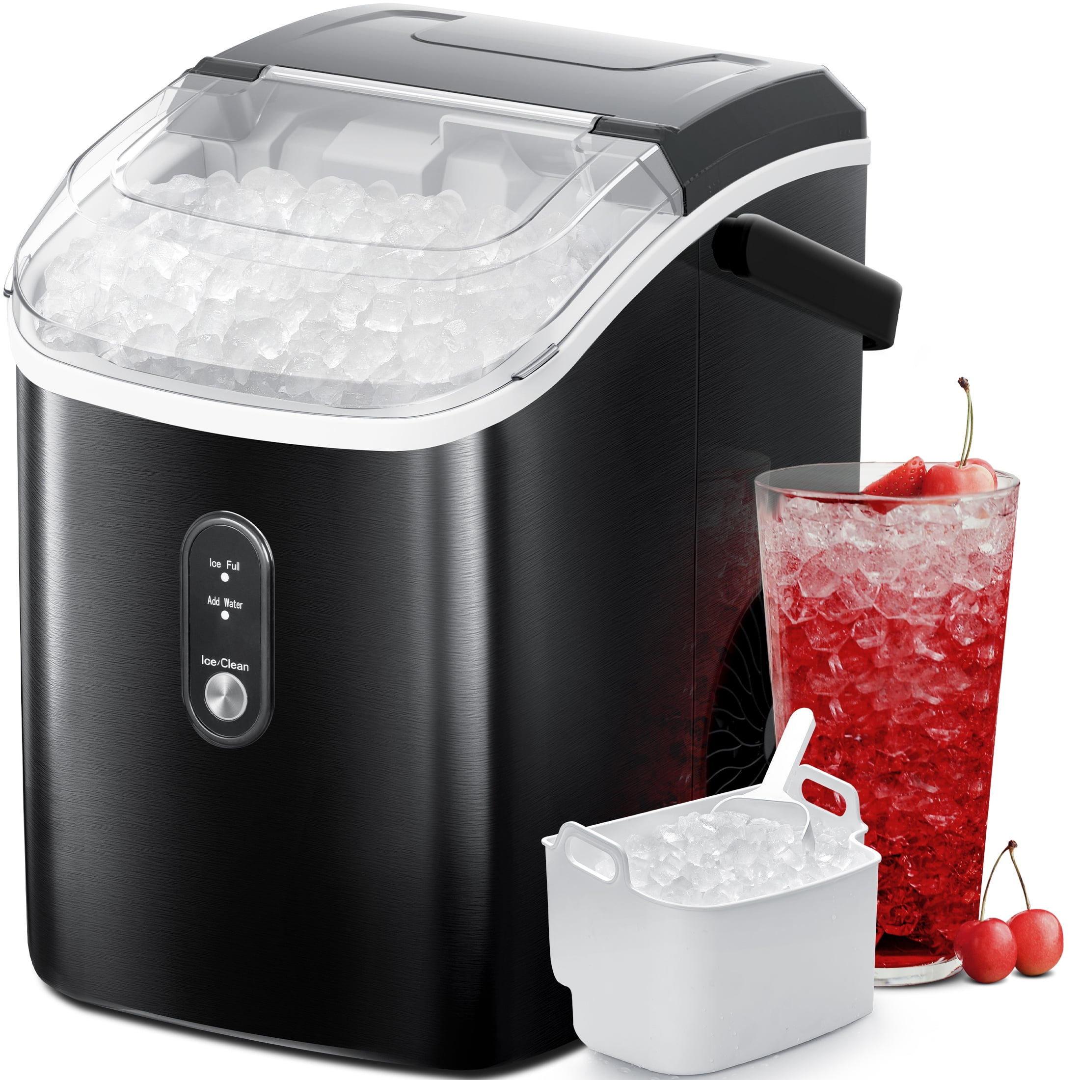 Auseo Portable Nugget Ice Maker, 33lbs/24H, Self-Cleaning, Stainless ...