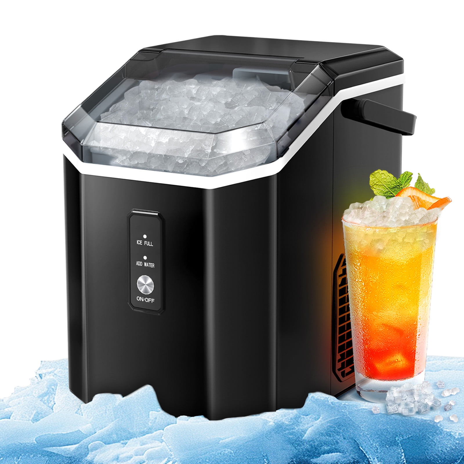 Auseo Small Portable Nugget Ice Maker, Mini 34lbs/24H, Self-Cleaning ...