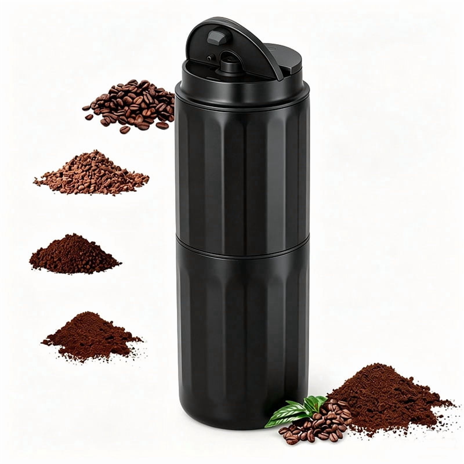 Auseo Portable Coffee Grinder & Brewer Combo, 5-Speed Adjustable ...